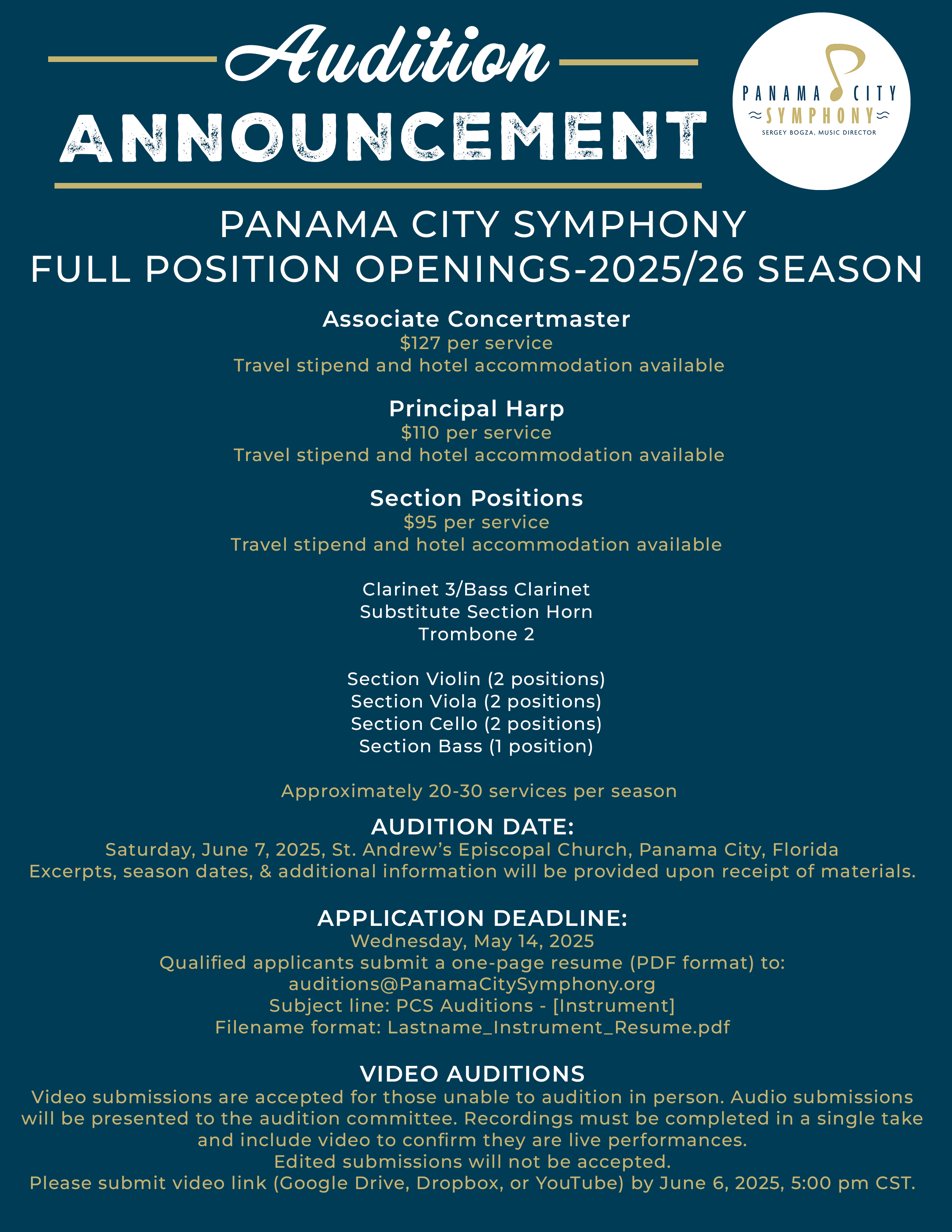 Employment and Auditions - Panama City Symphony